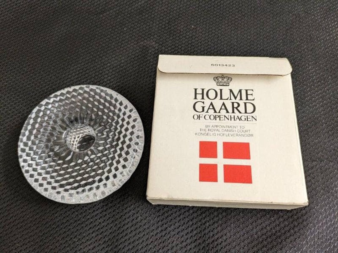 Vtg. Holmegaard Glass Denmark Trigona Candleholder, Single, With Box ...