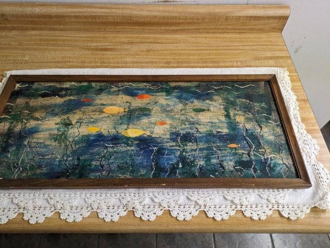 Vtg. MCM Fish Underwater Painting, Stylized, Wood Frame, Rectangular. - Etsy
