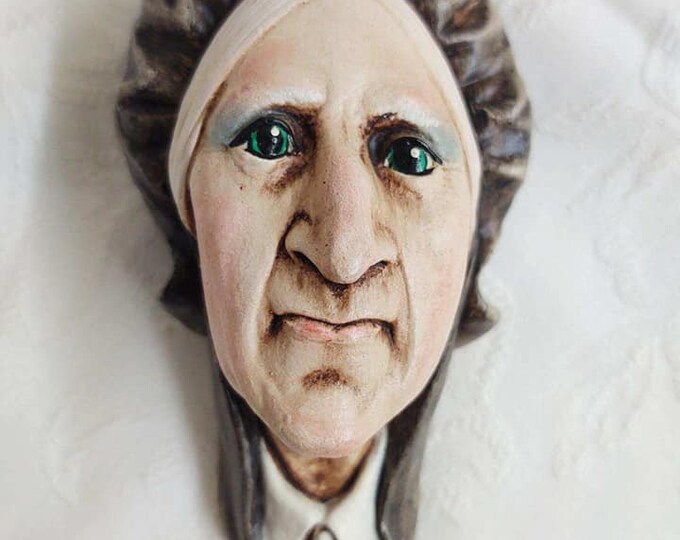 Vtg. Face Plaque; Old Lady With Cap; Plaster. - Etsy