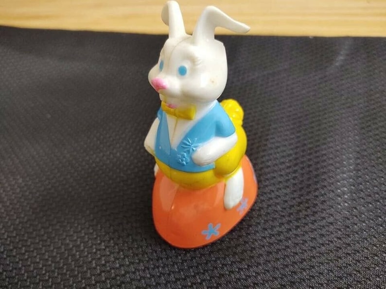 Vintage Plastic Rabbit Riding Egg Wheeled Toy Hong Kong - Etsy