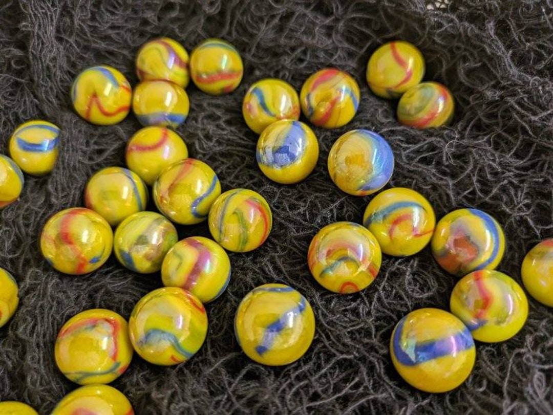 Vtg. Marble Lot, 36 Count. Swirled Colors: Yellow, Red, Blue. - Etsy