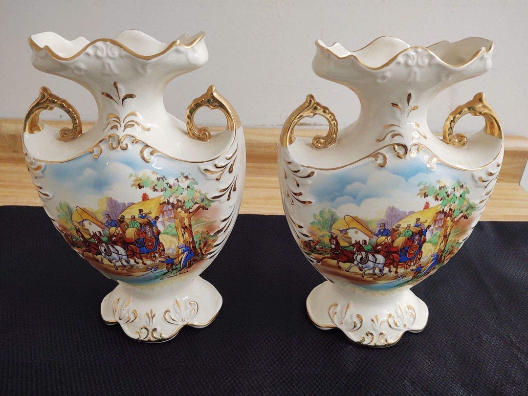 Vtg. Royal Fenton Fentonware; Staffordshire, England Two Vases Pair. - Etsy