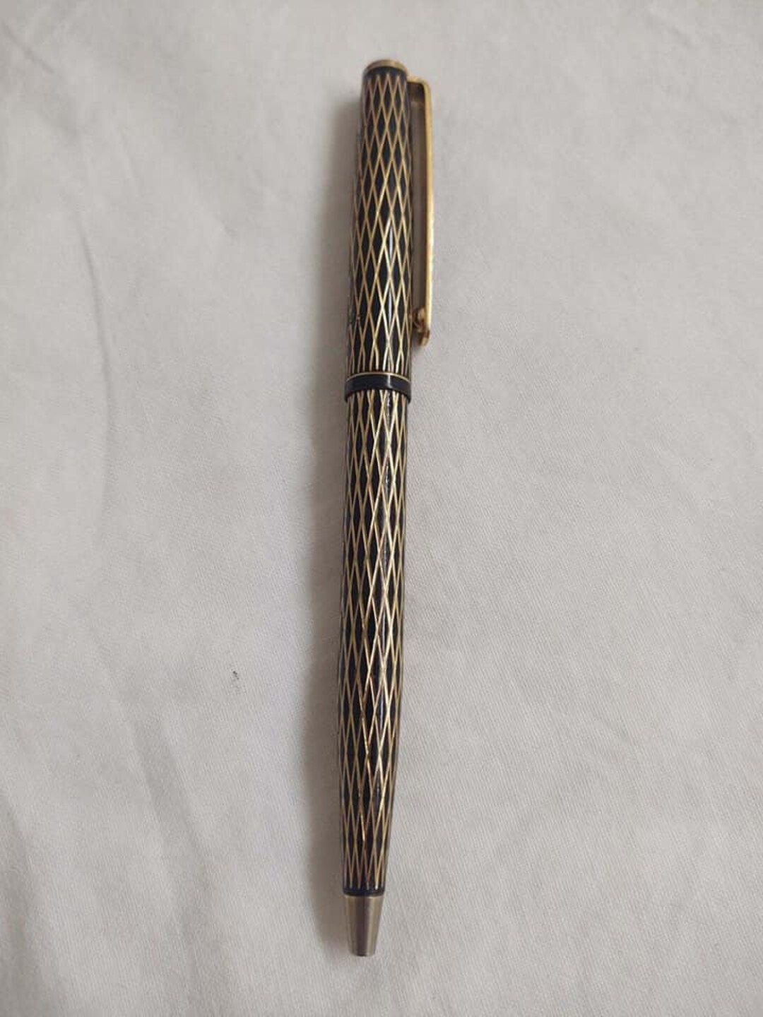 Vtg. Primax Pen Black With Gold Trim Diamond Pattern. Works. - Etsy