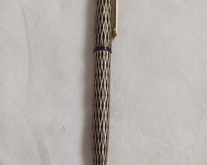 Vtg. Primax Pen Black With Gold Trim Diamond Pattern. Works. - Etsy