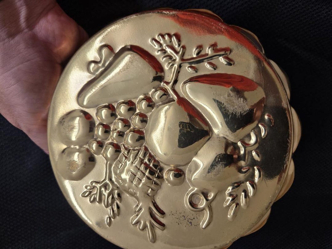 Jello Mold: Tin. Vtg. Benjamin and Medwin Inc. Douro Brass Fruit ...