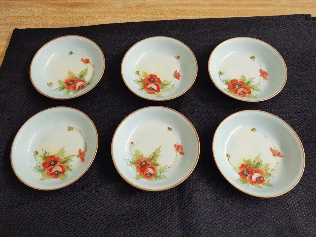 Vtg. Nippon Hand Painted Small Poppy Flower Bowls; Set of Six. - Etsy