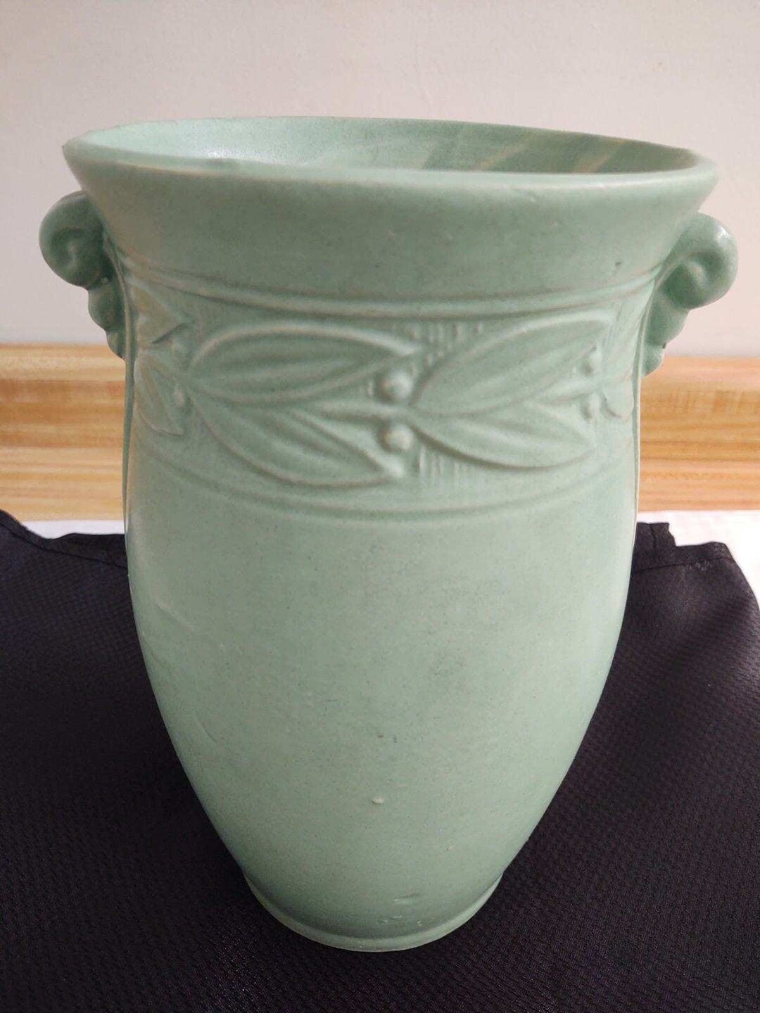 Vintage Light Green Large Pottery Vase; Leaves and Berries Motif. - Etsy