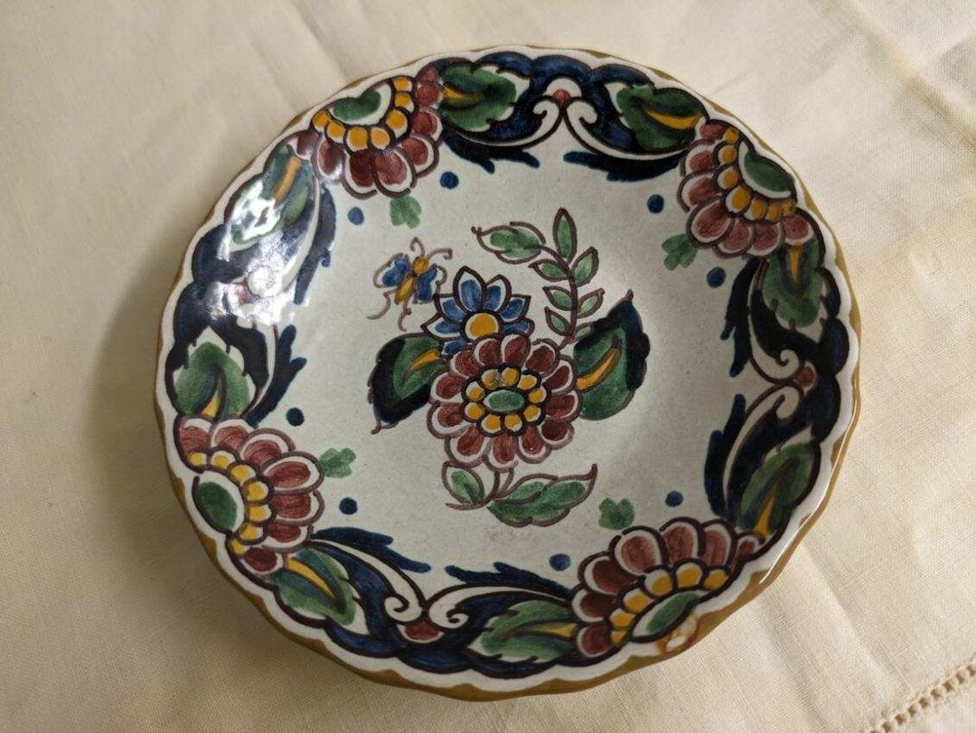 Vtg. Makkum Dutch Art Pottery Small Plate, Floral Design. - Etsy