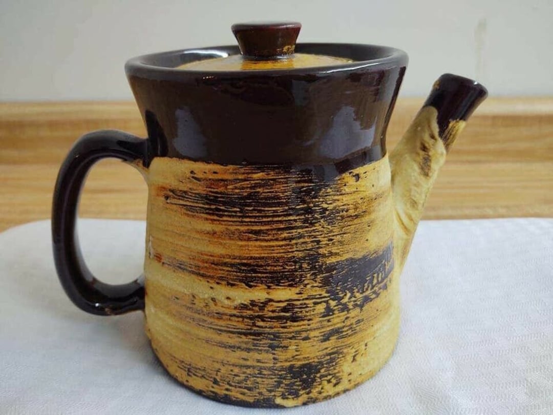 Vtg. Canadian Pottery Teapot W/brown/yellow Lava Glaze. - Etsy