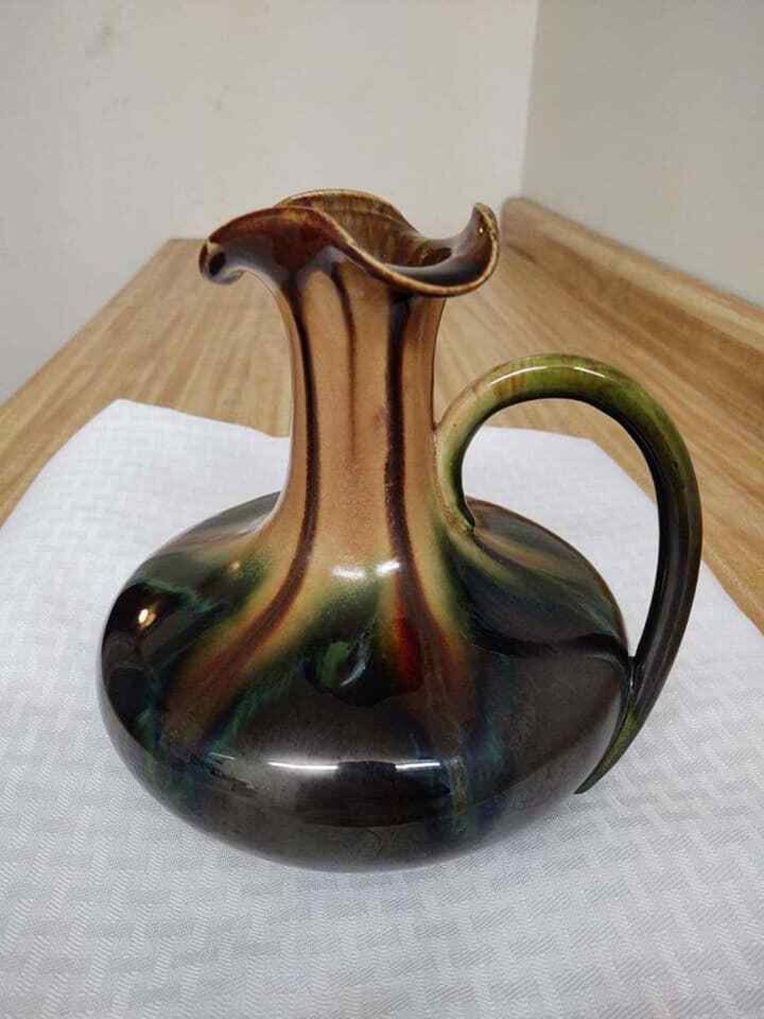 Vintage Belgium Pottery Faiencerie Thulin Vase With Handle. - Etsy