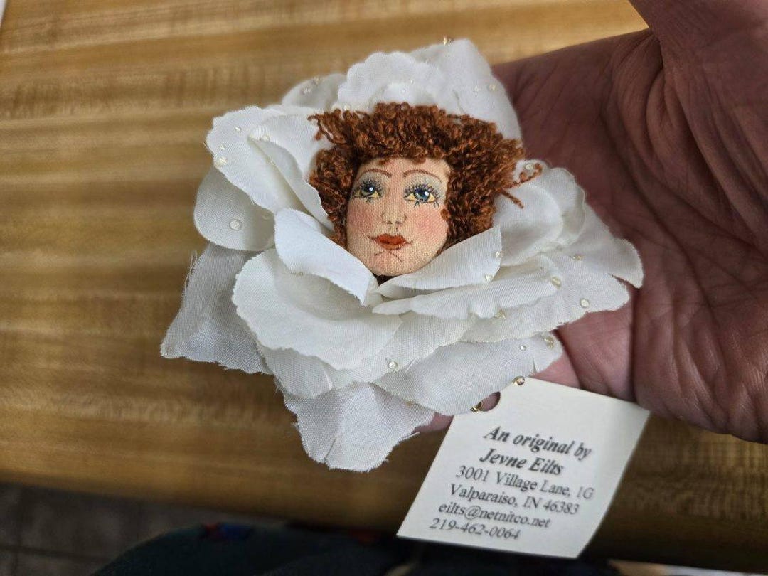 Vtg. Jevne Eilts Handmade Flower, Woman Face Pin With Tag. - Etsy
