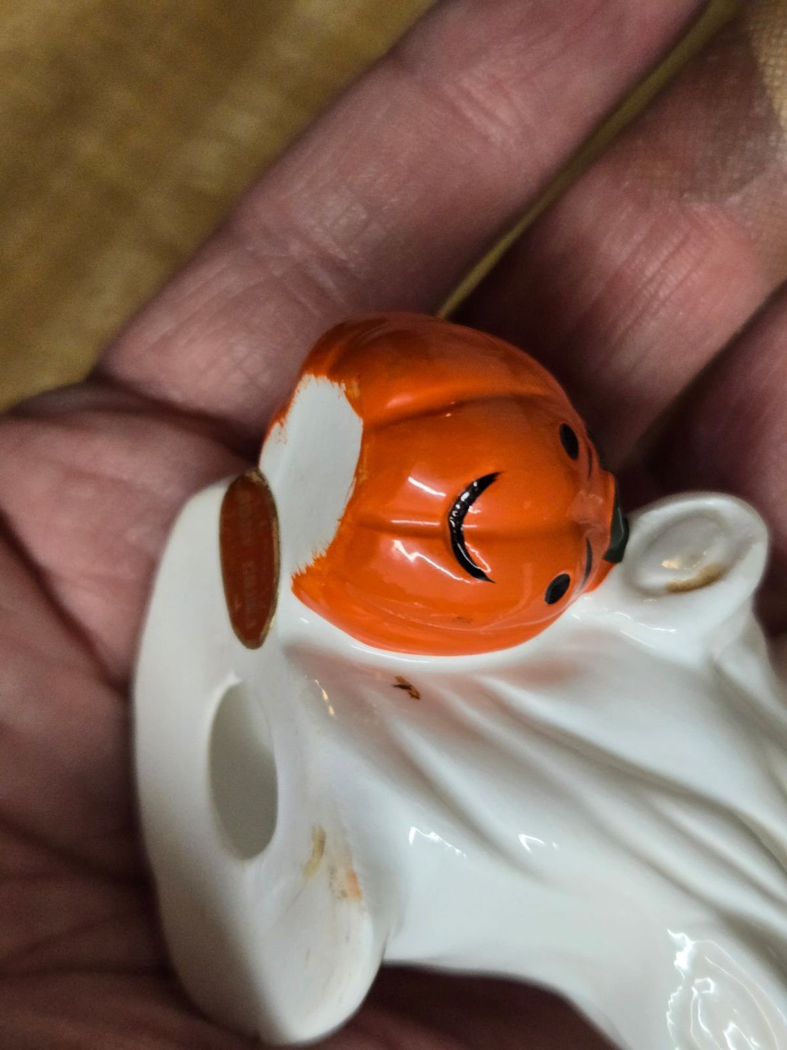 Vtg. Halloween Bone China Ghost With Pumpkin, Taiwan. - Etsy