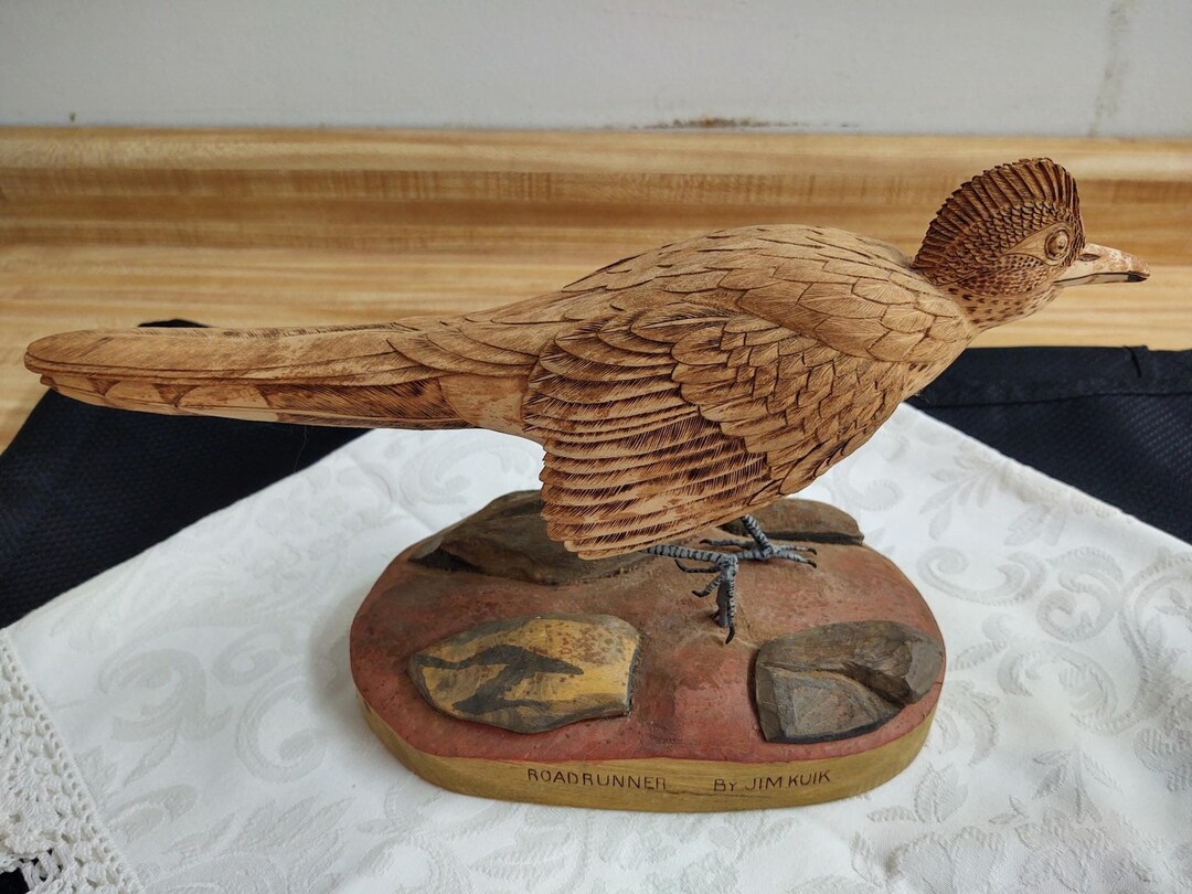 Vtg. Wood Carving Roadrunner on Base/jim Kuik. - Etsy