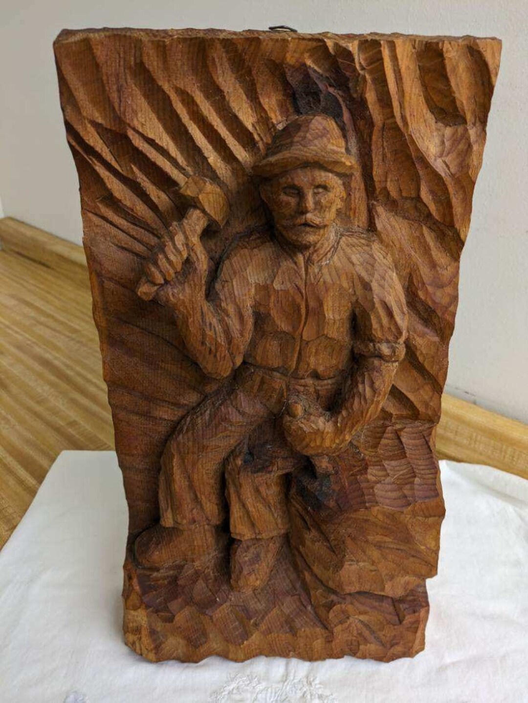 Vtg. Wood Carving: Man With Chisel. Signed E. Scola '79. - Etsy