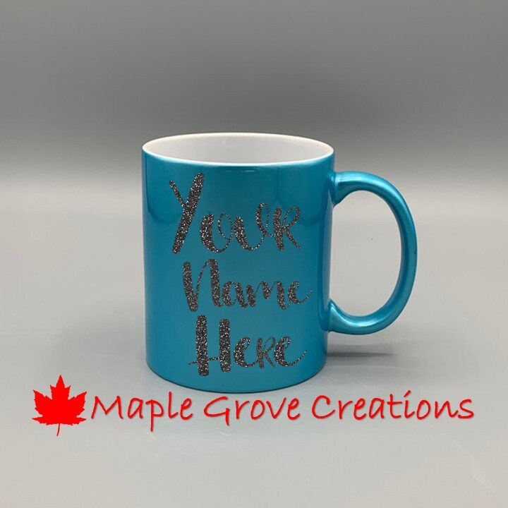 Personalized Sparkling Glitter Font Coffee Mug - Available in Pink ...