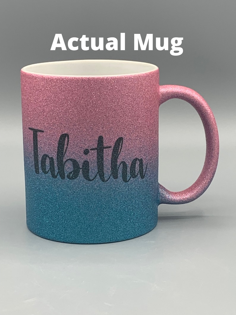 Personalized Pink to Blue Glitter Coffee Mug Customized 11 - Etsy