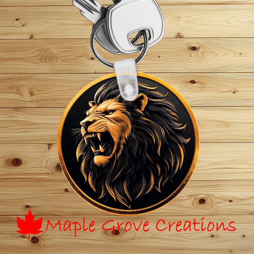 Lion Key Chain - 2.5" Round - Gloss White Fiberglass Reinforced ...
