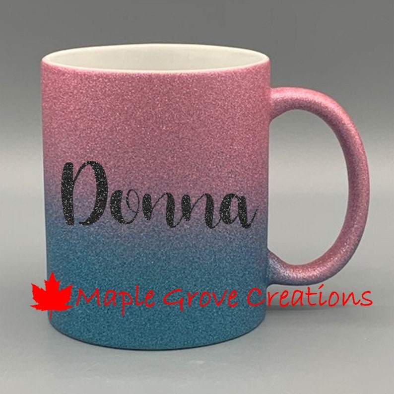 Personalized Pink to Blue Glitter Coffee Mug Customized 11 - Etsy