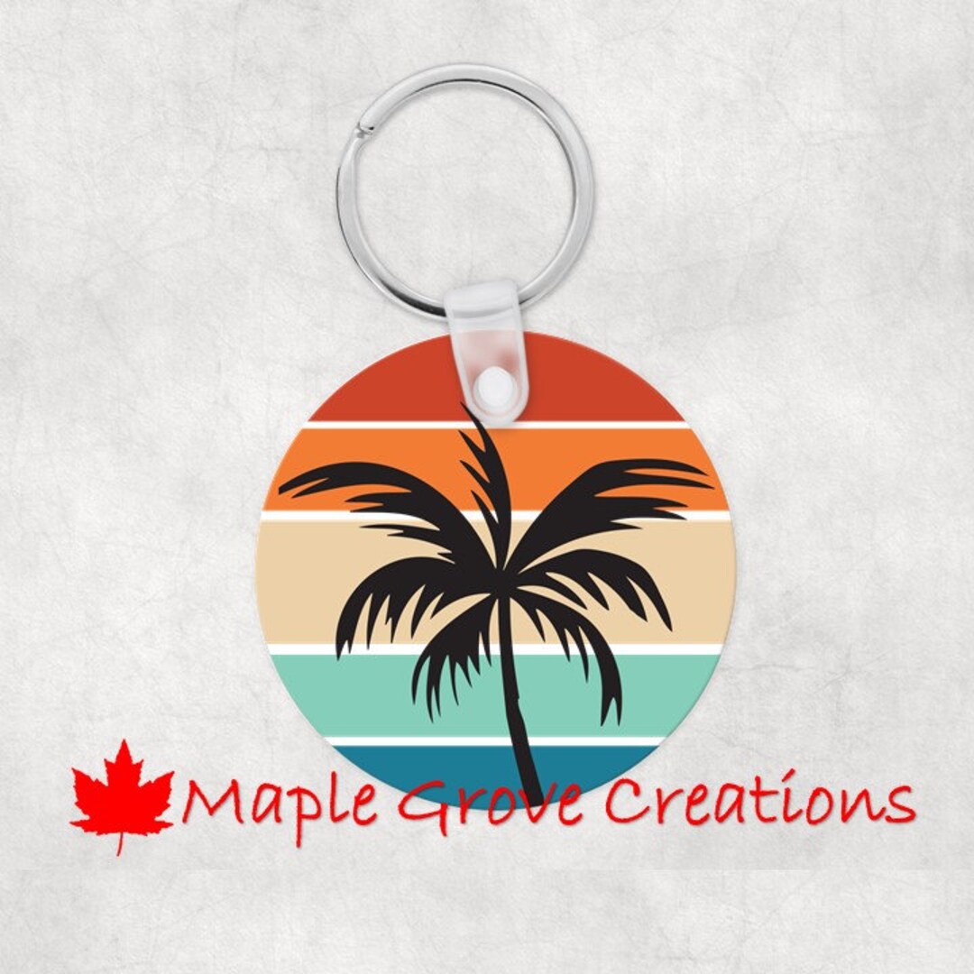 Tropical Key Chain - 2.5" Round - Gloss White Fiberglass Reinforced ...