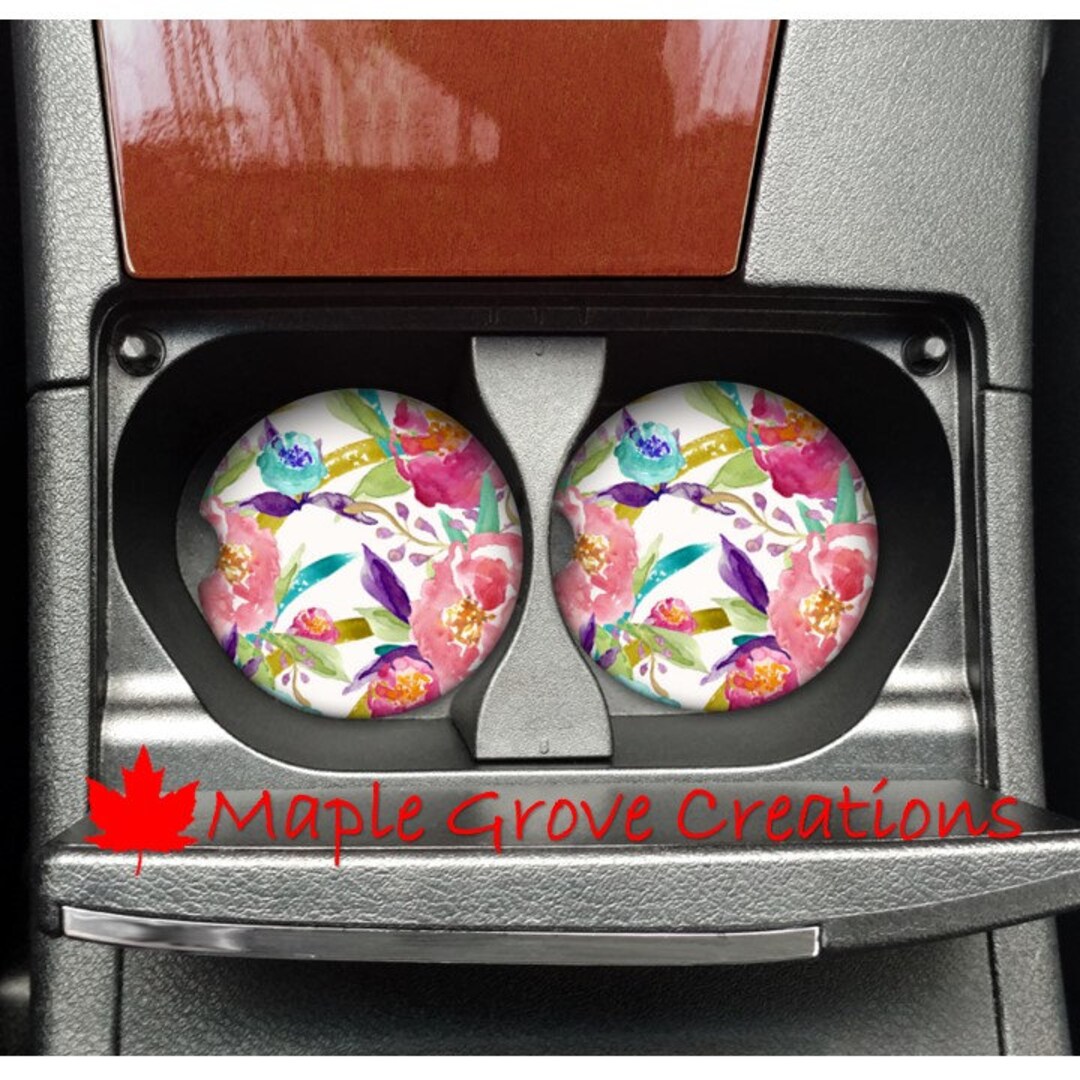 Set of 2 Floral Watercolor Car Coasters 2.56 Coasters Car Coasters ...