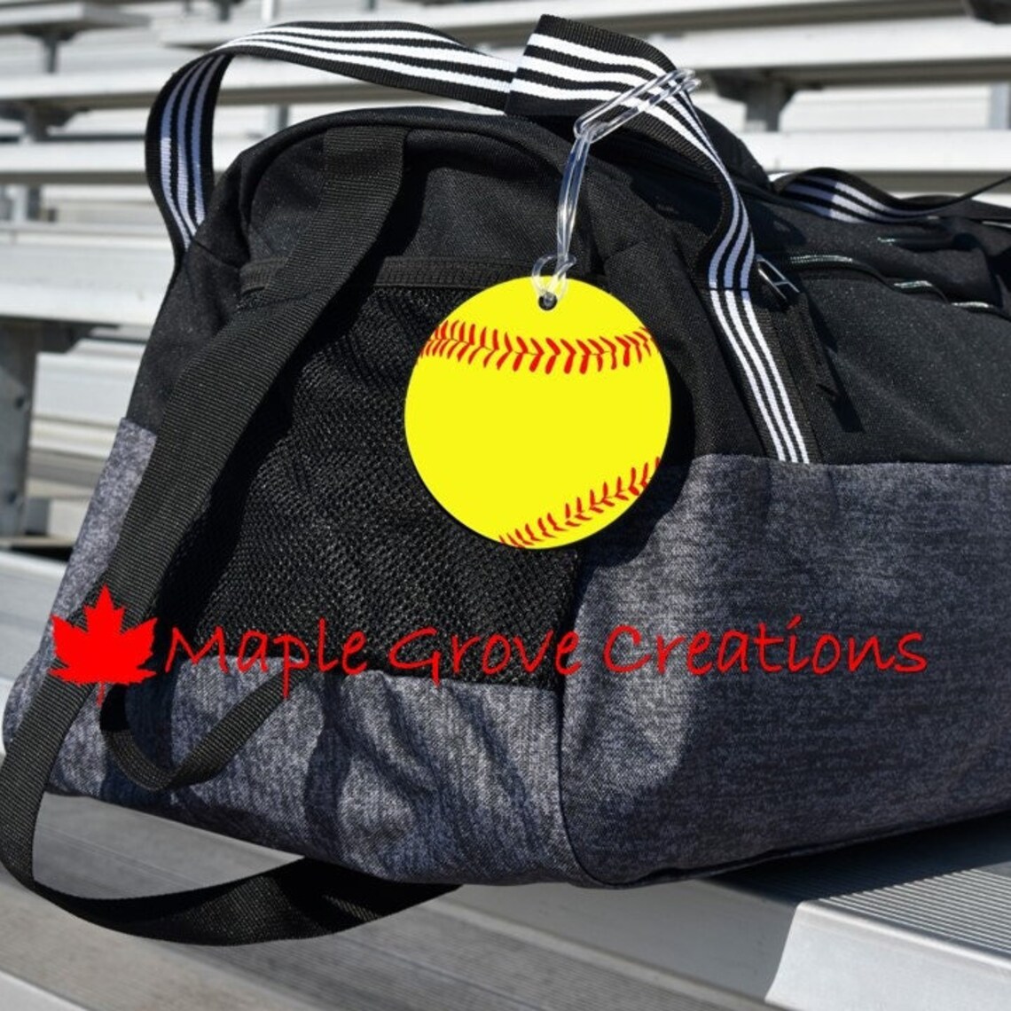 Softball Bag Tag - 4" Round Bag Tag - Custom Bag Tag - Add Name and ...