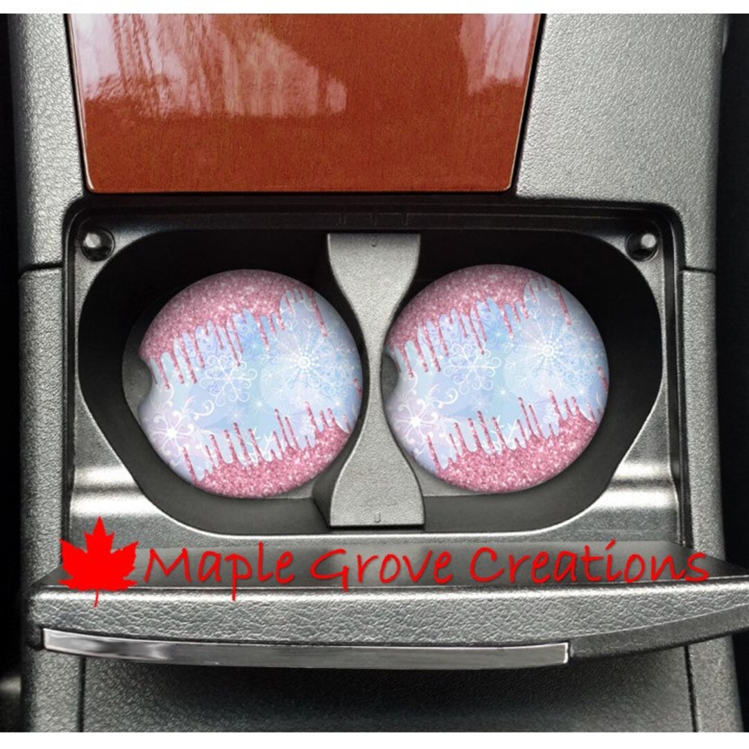 Set of 2 Pink Glitter Drip Car Coasters 2.56 Coasters Car Coasters ...