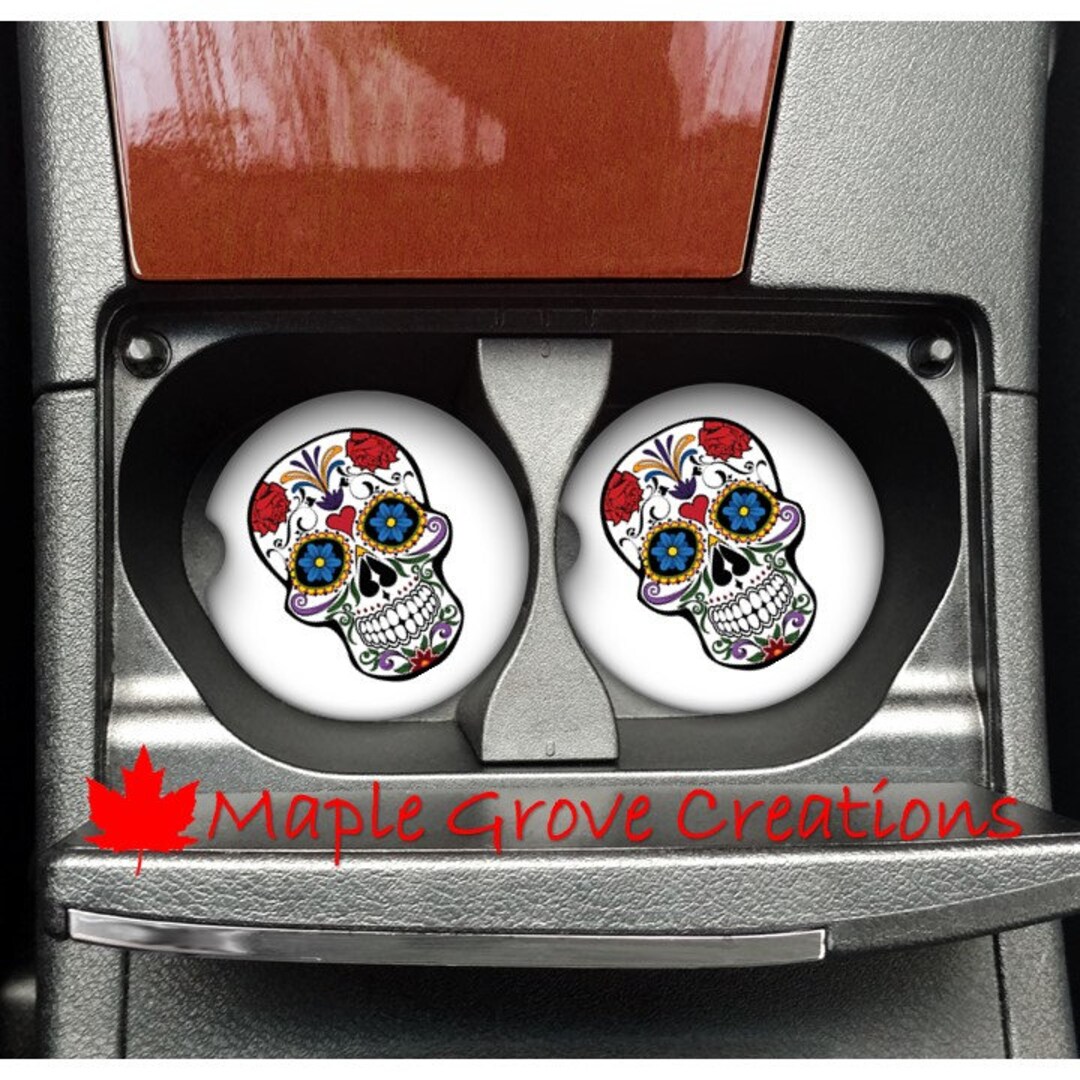 Set of 2 Day of the Dead Calaveras Skull Car Coasters 2.56 Coasters ...