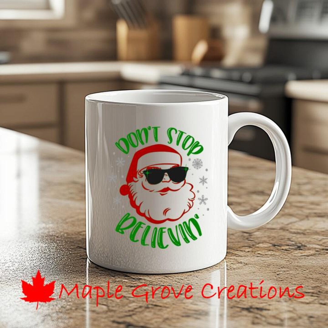 Don't Stop Believin' Santa Coffee Mug 11 Oz Coffee Mug Available in ...
