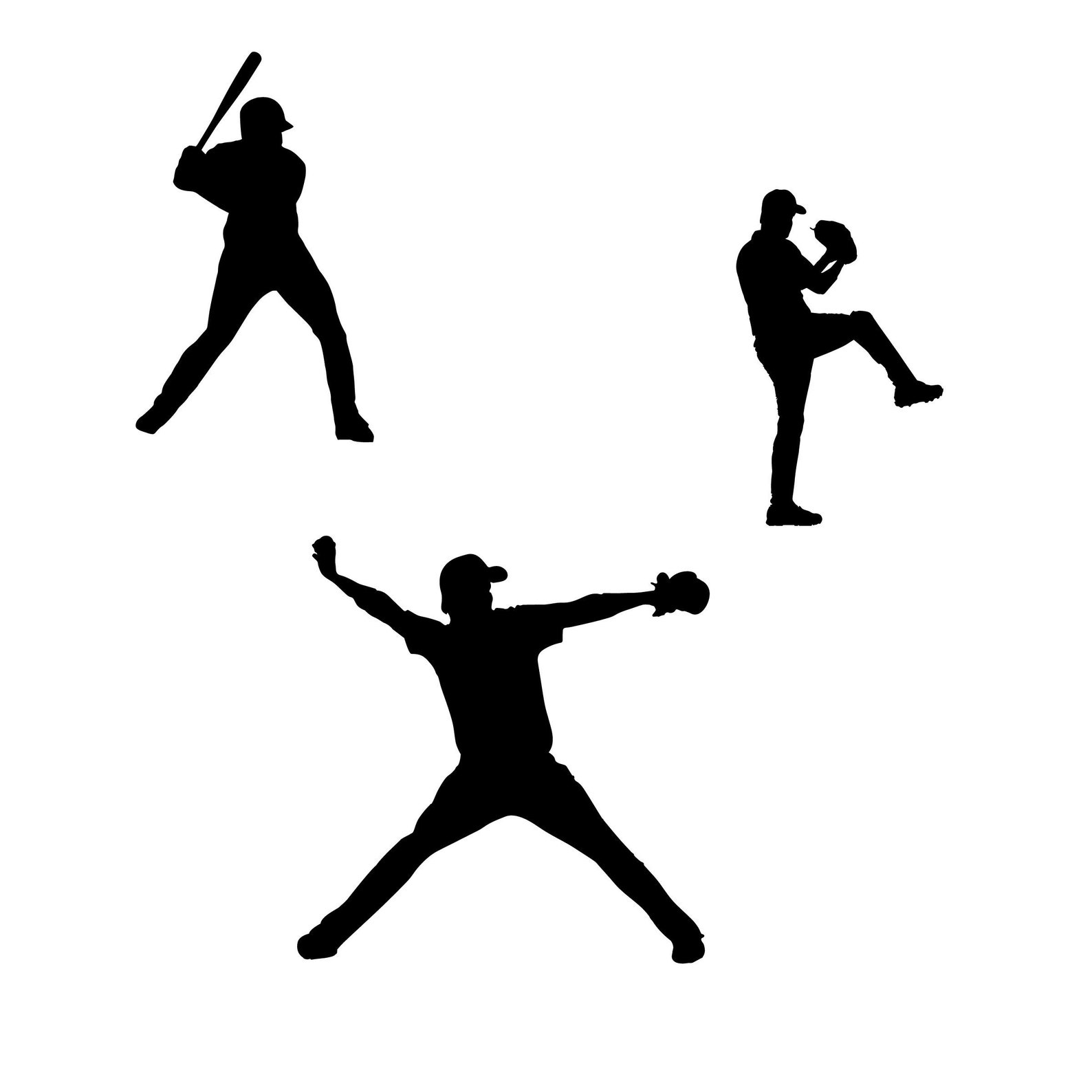 Baseball Pitcher Batter Silhouettes Bundle SVG Vector Cutting Files ...
