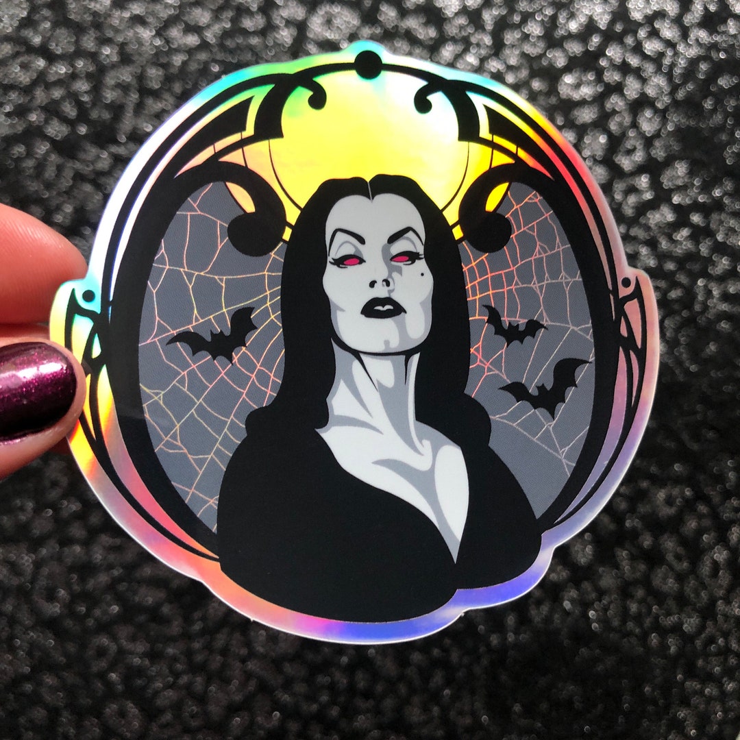 Holographic VAMPIRA Vinyl Sticker - Goth Queen - Horror Host - Malia ...