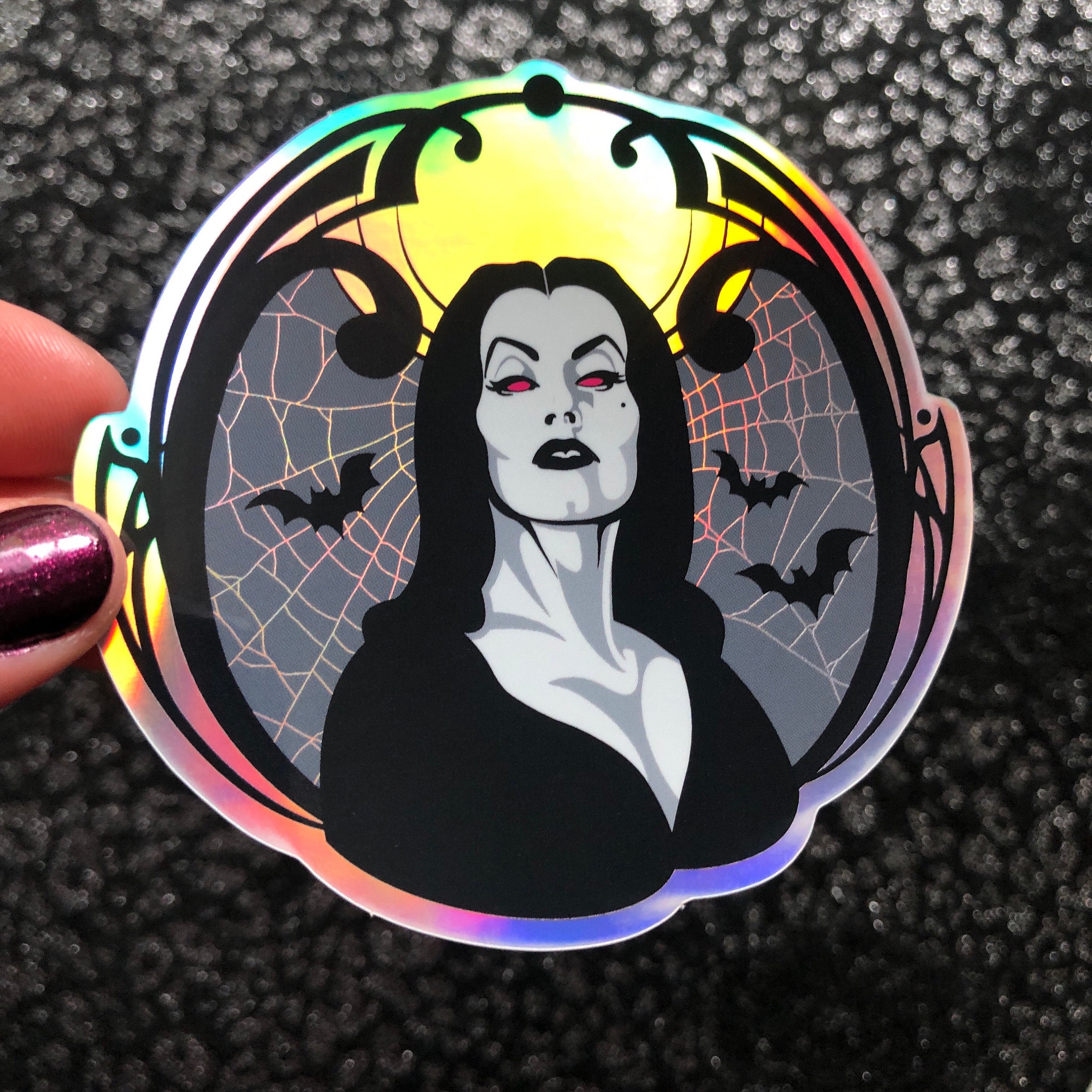 Holographic VAMPIRA Vinyl Sticker - Goth Queen - Horror Host - Malia ...