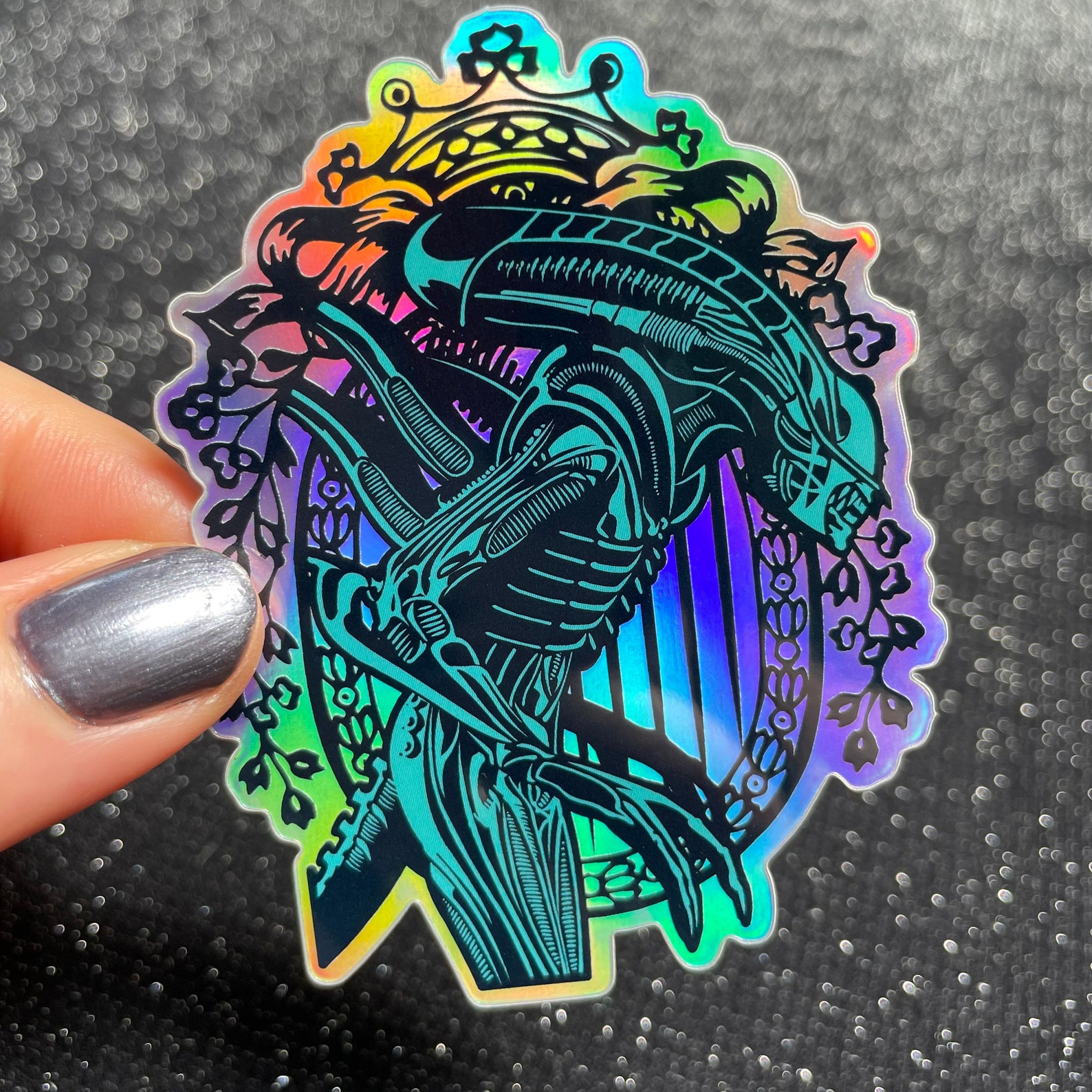 Holographic Xenomorph Alien Sticker Aliens Giger Sci-fi - Etsy