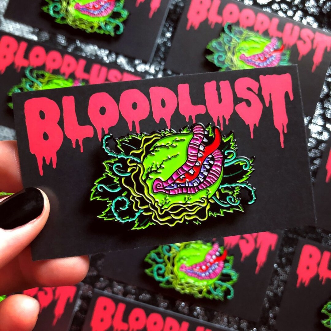 2 BLOODLUST mean Green Audrey Ii Little Shop of Horrors Enamel Lapel ...