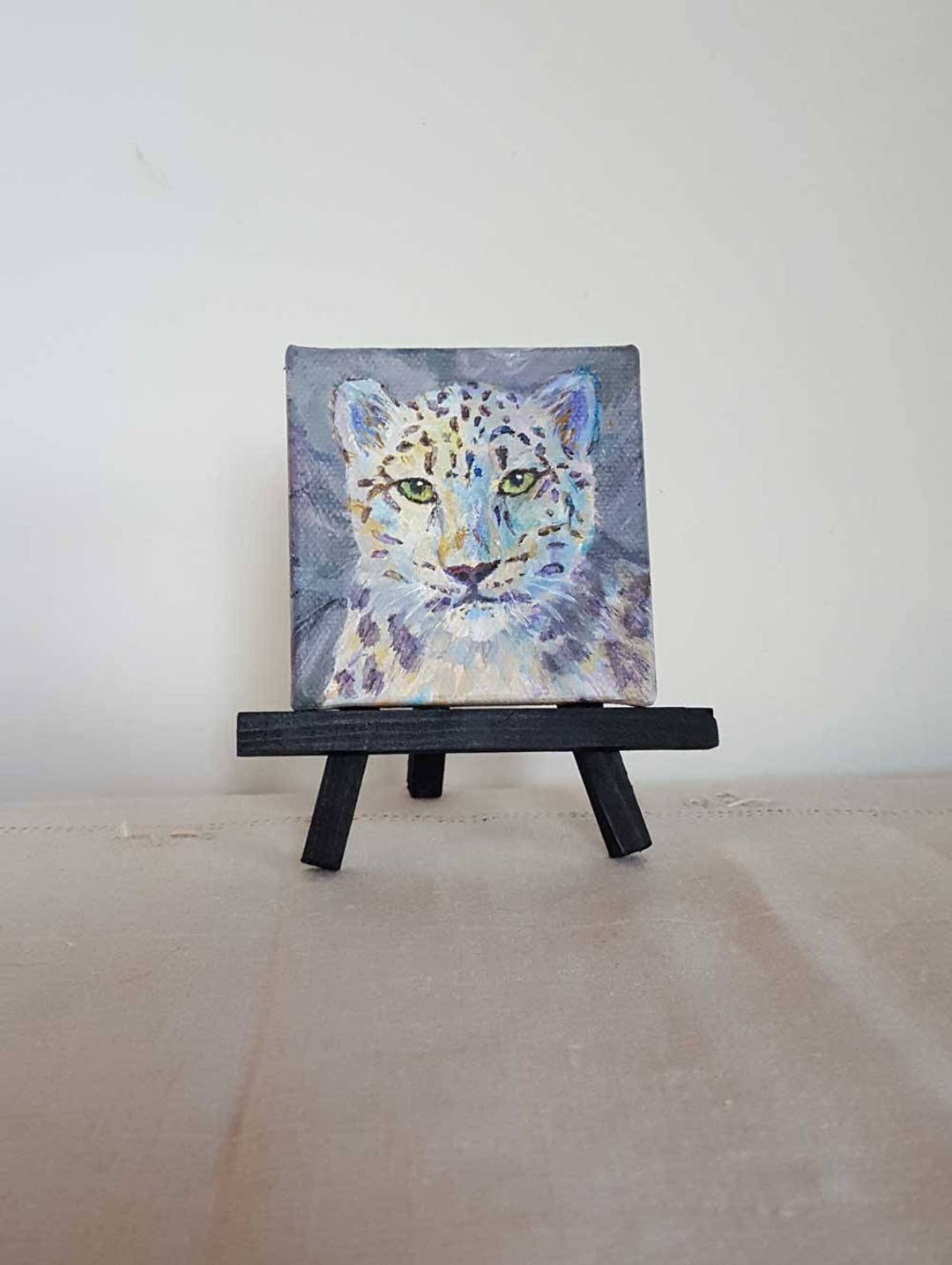 Fine Art Snow Leopard Miniature Painting on Canvas, Original Paintings ...