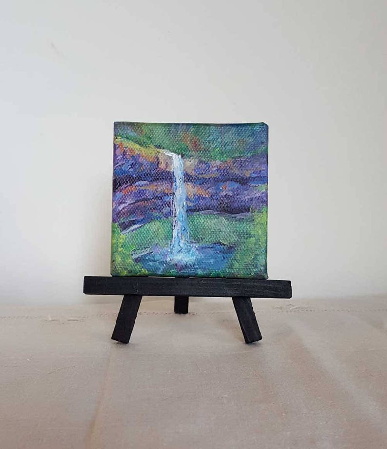 Fine Art Miniature South Falls Painting on Canvas, Mini Original ...