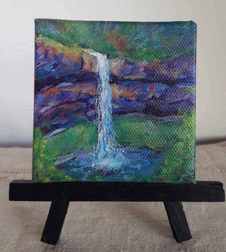 Fine Art Miniature South Falls Painting on Canvas, Mini Original ...