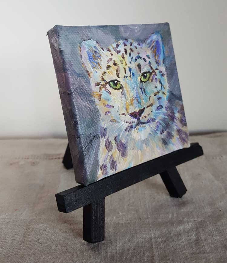 Fine Art Snow Leopard Miniature Painting on Canvas, Original Paintings ...