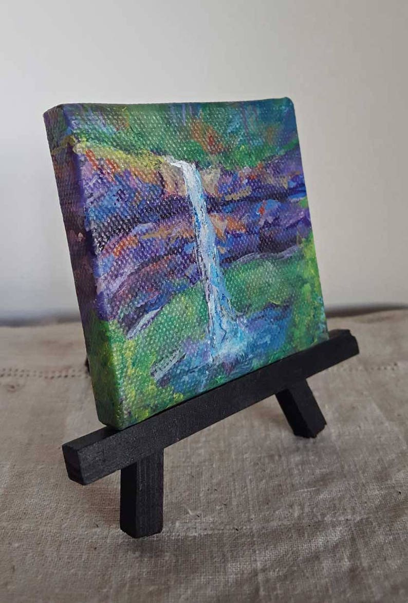 Fine Art Miniature South Falls Painting on Canvas, Mini Original ...