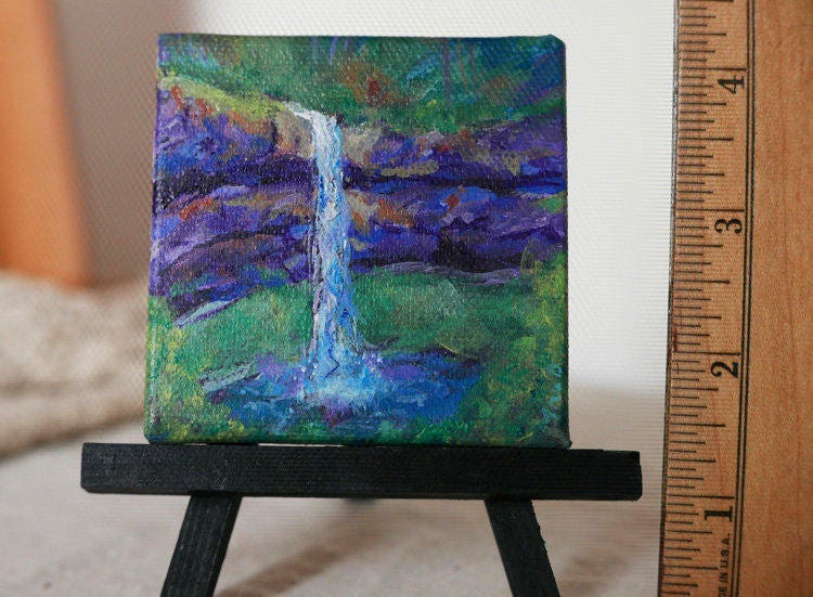 Fine Art Miniature South Falls Painting on Canvas, Mini Original ...