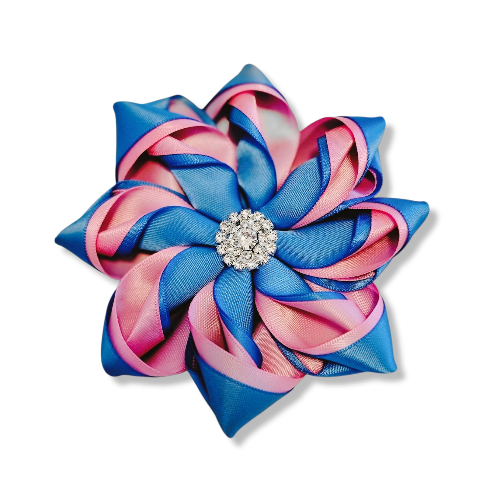 Pink and Blue Brooched Flower - Etsy