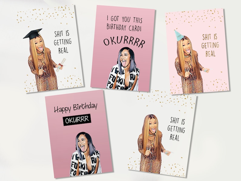 Cardi B Birthday Card OKUR Birthday Cardi Funny Cardi B | Etsy