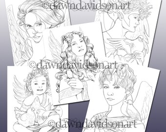 Holiday Portraits Coloring Pages Printable Colouring for | Etsy