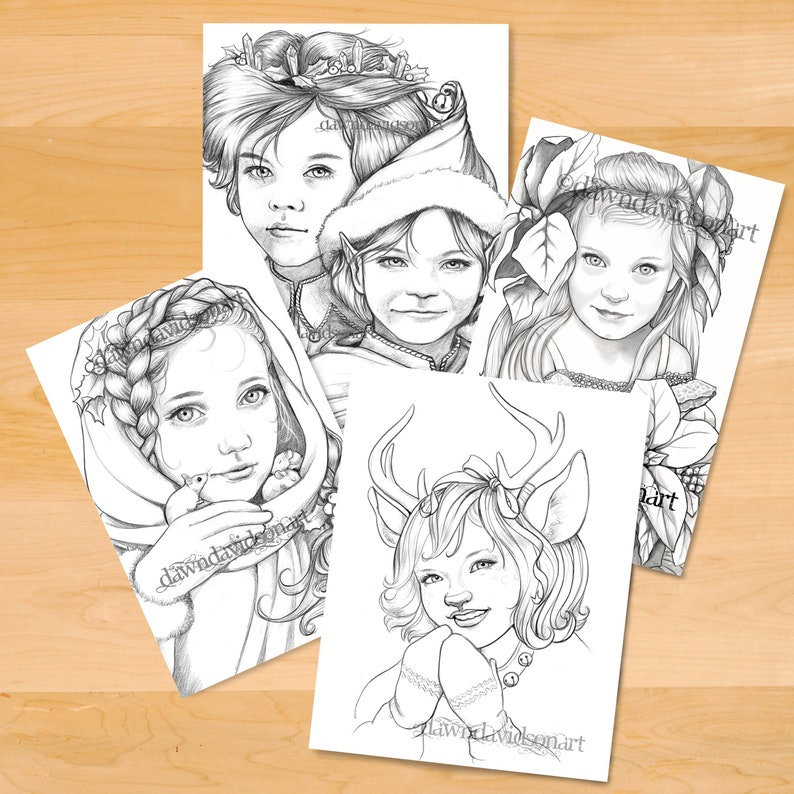 Holiday Portraits Coloring Pages Printable Colouring for - Etsy