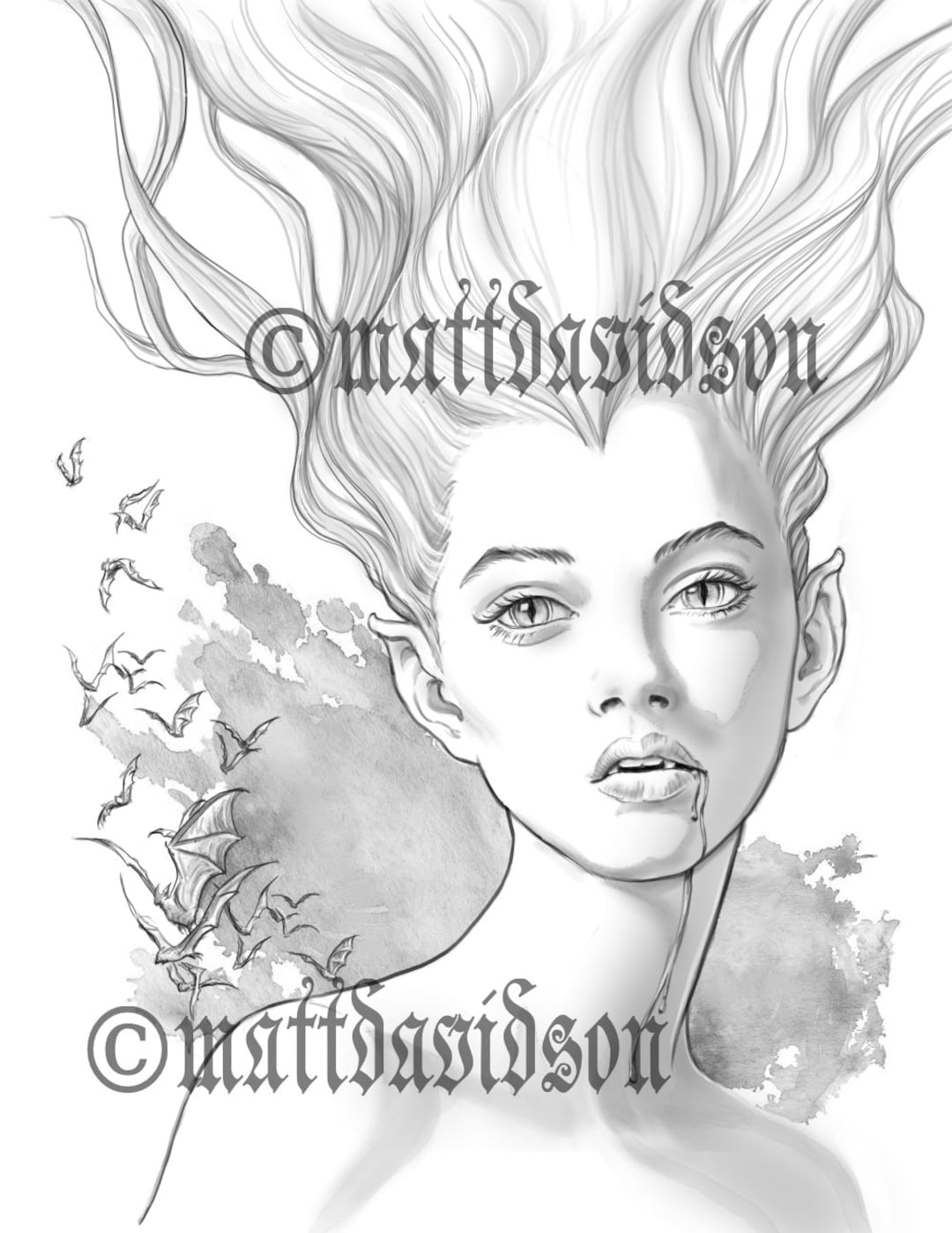 Coloring Pages for Adults, Her Ravenous Eyes, Vampire, Halloween ...