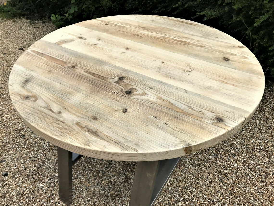 Outdoor Circular Round Table Custom Made Reclaimed Wood | Etsy