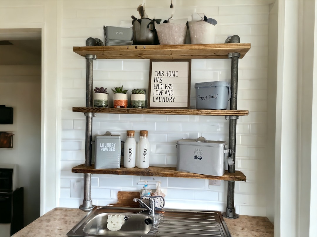 Scaffold Board & Tube Shelf Shelving. Reclaimed Industrial Shelving ...