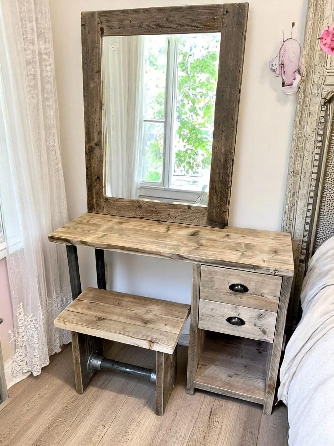 Bedroom Dresser Table & Mirror | Made From Reclaimed Scaffolding | THE ...