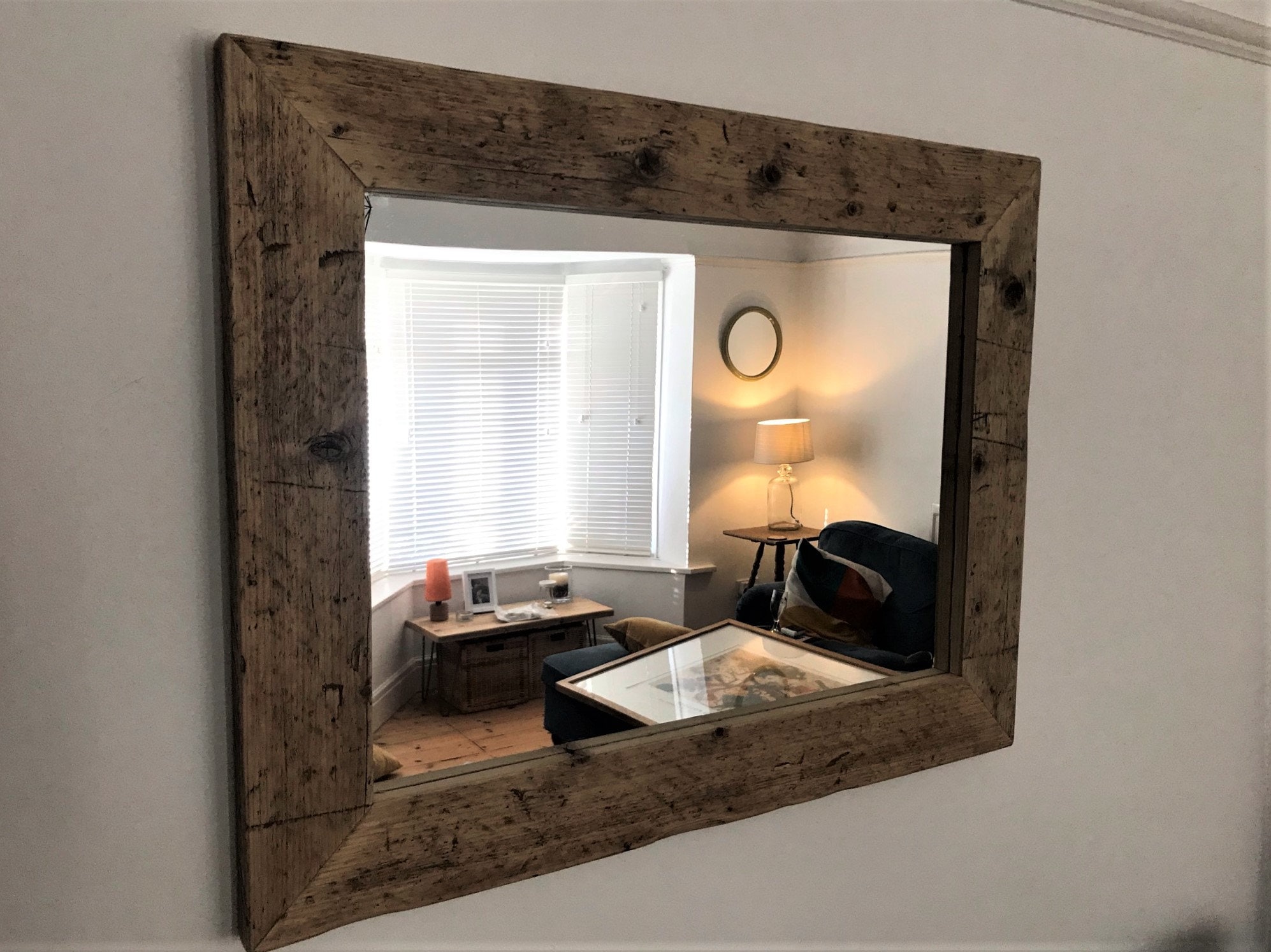 Rustic Wooden Mirror | Recycled Industrial Mirror | Reclaimed Scaffold ...