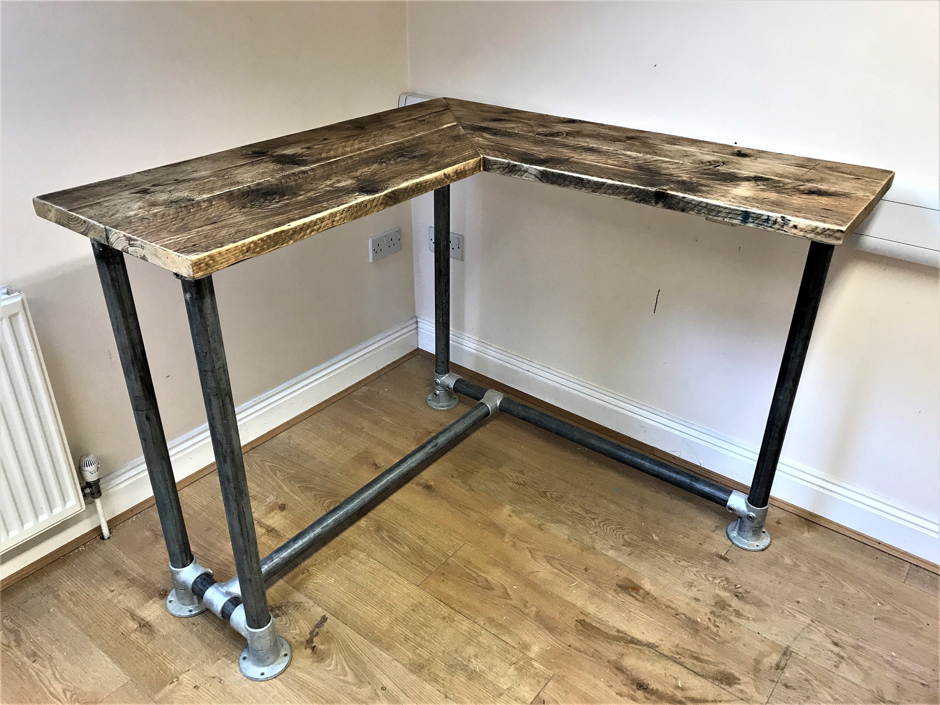 Standing Corner Desk, Bar Desk, Office Desk, Custom Made From Reclaimed ...