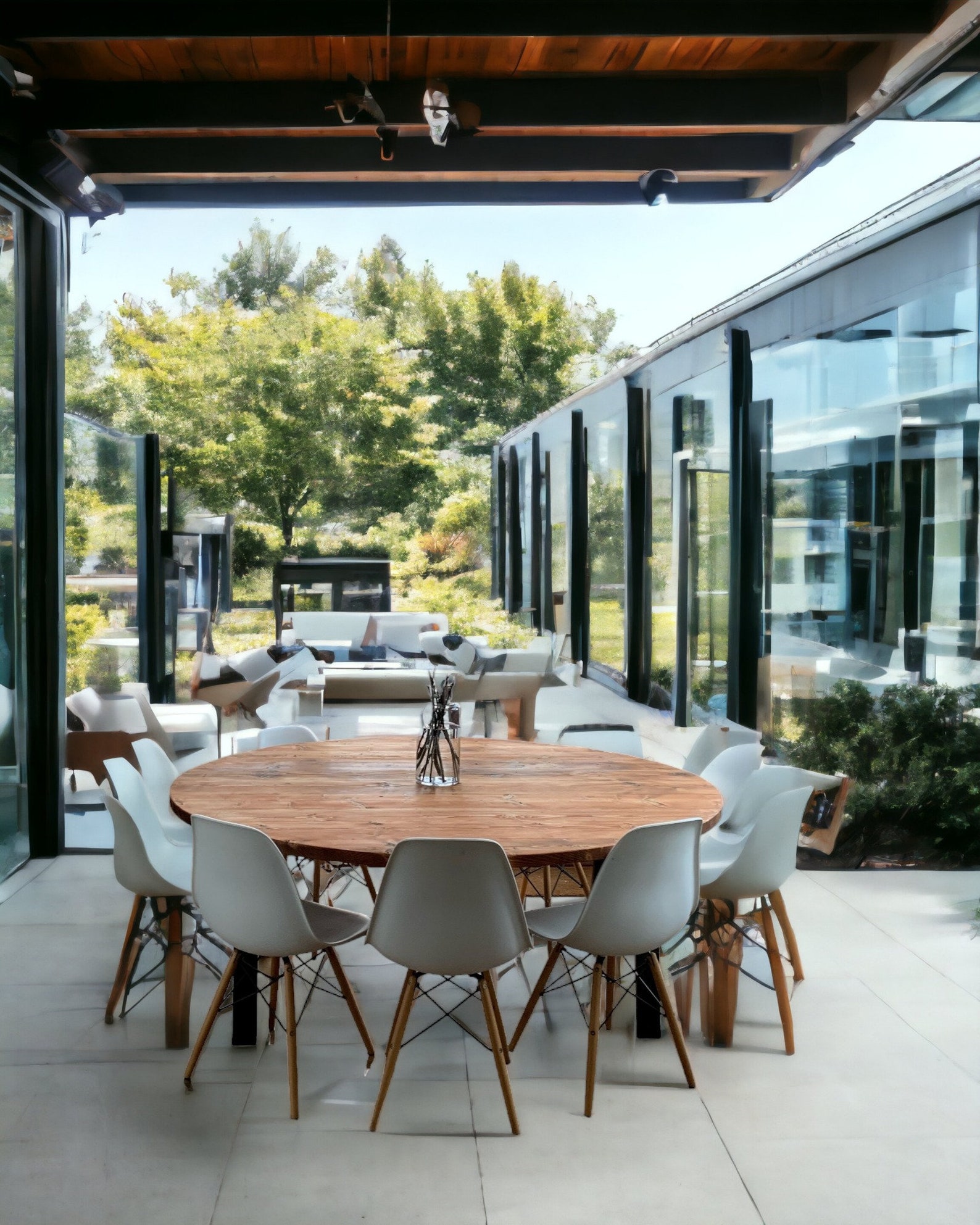 Outdoor Circular Round Table, Custom Made Reclaimed Wood Garden Use A ...